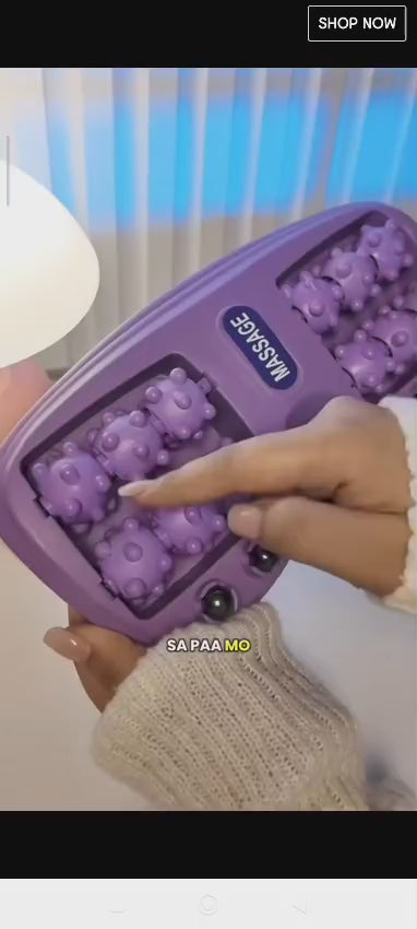 Manual Foot Massager, featuring purple bear‑shaped massage nodes and s ...